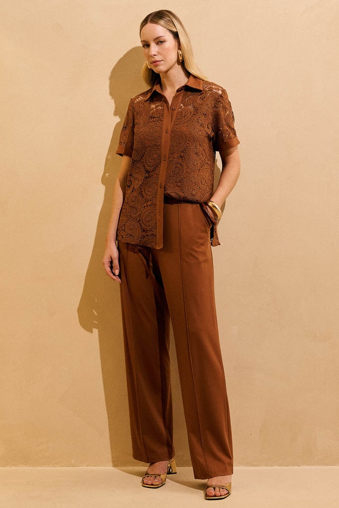 Simplelife | Conjunto Combinado de Guipir Marrom